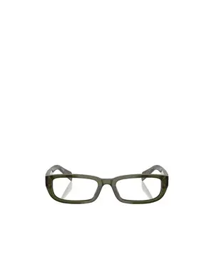 Prada Prada Rectangular Frame Eyeglasses Green