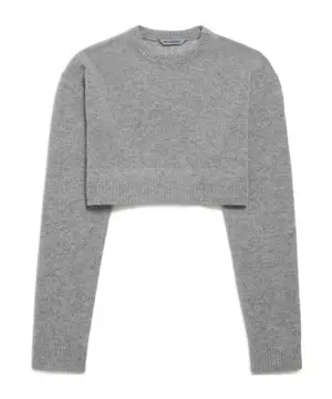 Balenciaga Balenciaga Cropped Crewneck Sweater Heather Grey