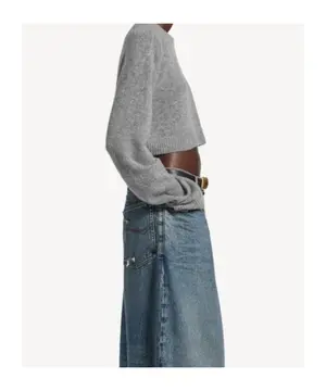 Balenciaga Cropped Crewneck Sweater - Light Gray
