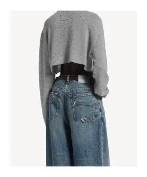 Balenciaga Cropped Crewneck Sweater - Light Gray