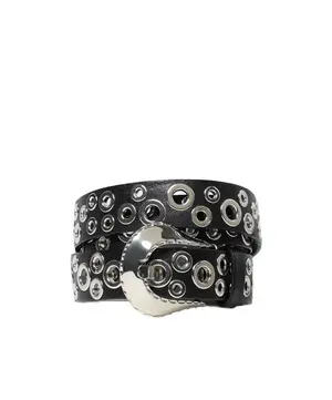 GOLDEN GOOSE Metal Eyelet Belt - Black