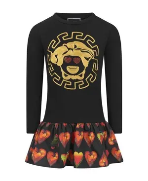 Versace Long Sleeve Dress With Heart Print
