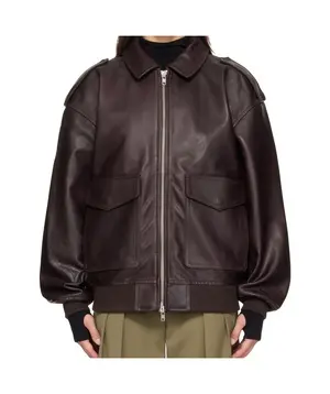 THE FRANKIE SHOP Leather Bomber Jacket - Black