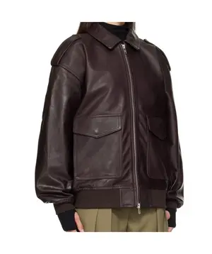 THE FRANKIE SHOP Leather Bomber Jacket - Black