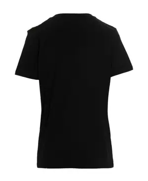 Balmain Logo Print Crewneck T-shirt With Embellished Shoulders