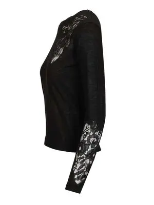 Max Mara Lace Appliqué Long Sleeve T-shirt