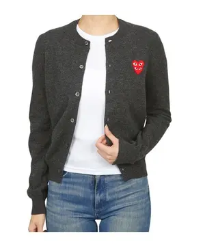 Comme Des Garçons Long Sleeve Knitwear With Embroidered Heart - Grey