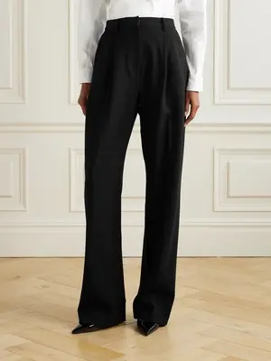 Carolina Herrera Pleated Wool Blend Wide-leg Trousers