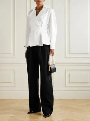 Carolina Herrera Pleated Wool Blend Wide-leg Trousers