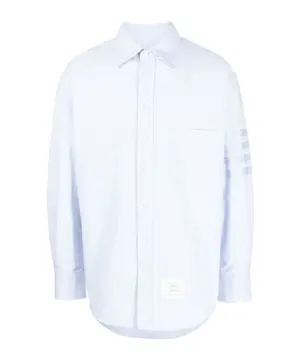 Thom Browne Striped Collared Button-up Shirt - Light Blue