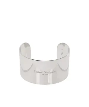 MAISON MARGIELA Engraved Logo Cuff Bracelet - Polished Silver