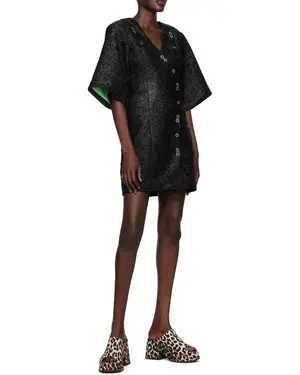 GANNI Sparkle V-neck Wrap Mini Dress