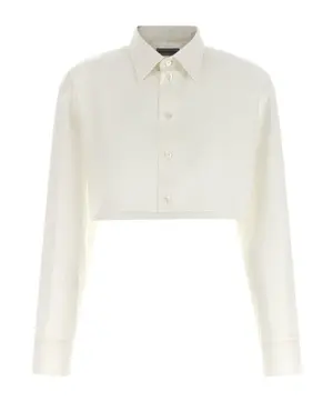 Balenciaga Cropped Long Sleeve Shirt - White