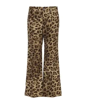 Chloé Leopard Print Cropped Flared Trousers