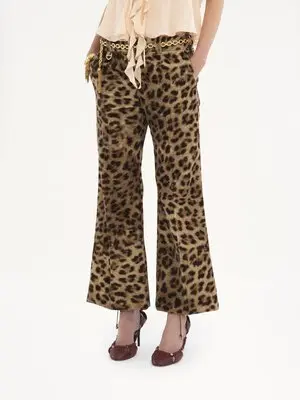 Chloé Leopard Print Cropped Flared Trousers