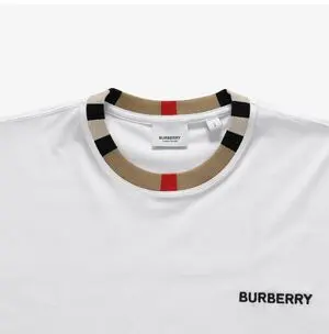 Burberry Check Round Collar T-shirt - White