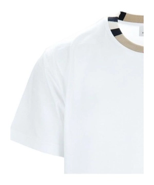 Burberry Check Round Collar T-shirt - White