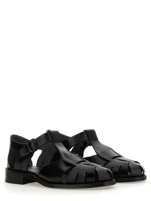 Hereu Pesca Cut-out Leather Sandals - Black