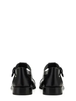Hereu Pesca Cut-out Leather Sandals - Black