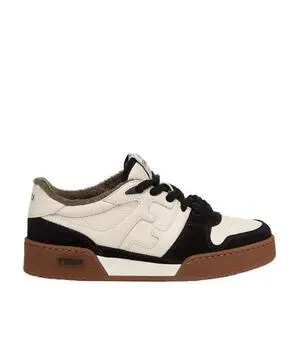 Fendi Match Lace-up Sneakers In Suede - Brown
