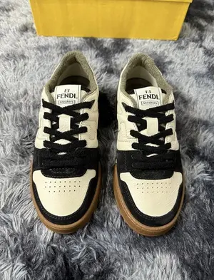 Fendi Match Lace-up Sneakers In Suede - Brown