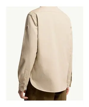 Moncler Cotton Blend Gabardine Long Sleeve Shirt - Light Beige