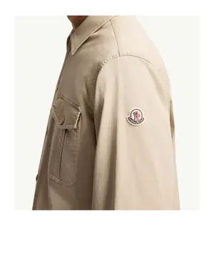 Moncler Cotton Blend Gabardine Long Sleeve Shirt - Light Beige