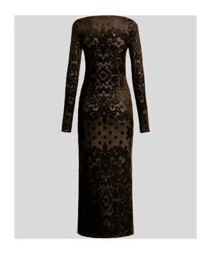 Etro Floral Jacquard Velvet V-neck Long Sleeve Dress - Black