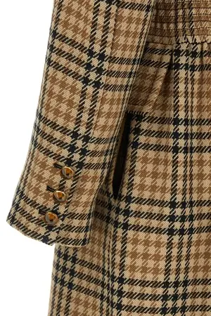 Valentino Garavani Checked Long-sleeved Double-breasted Coat
