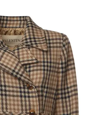 Valentino Garavani Checked Long-sleeved Double-breasted Coat