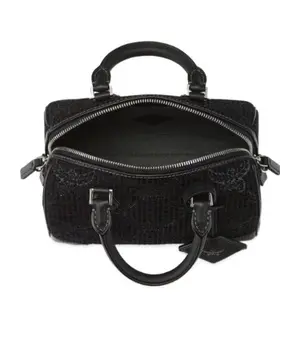 Mcm Lauretos Monogram Lurex Jacquard Top Handle Bag