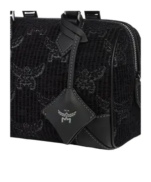 Mcm Lauretos Monogram Lurex Jacquard Top Handle Bag