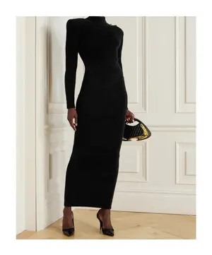 Balmain Long Sleeve Dress With Open Back
