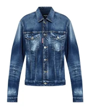 Dsquared2 Distressed Denim Jacket With Logo Detail