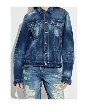 Dsquared2 Distressed Denim Jacket With Logo Detail