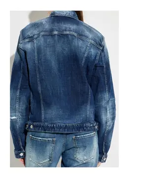 Dsquared2 Distressed Denim Jacket With Logo Detail