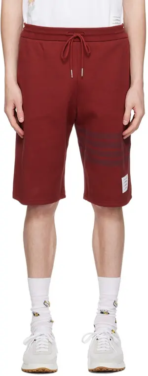 Thom Browne Double-sided Knitted Sports Shorts With Signature Stripes - Red