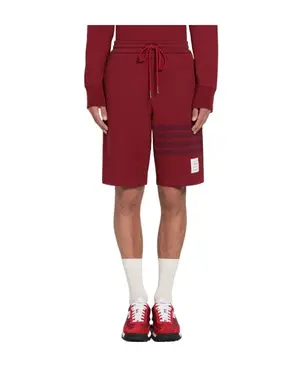 Thom Browne Double-sided Knitted Sports Shorts With Signature Stripes - Red