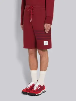 Thom Browne Double-sided Knitted Sports Shorts With Signature Stripes - Red