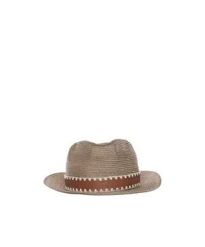 Eleventy Contrast Trim Hat - Brown