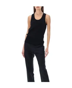Bottega Veneta Ribbed Crewneck Tank Top - Black