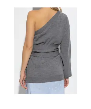 Moschino Asymmetrical Long Sleeve Knitted Top - Gray