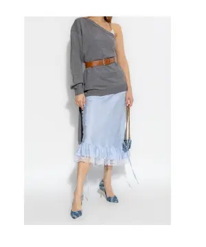 Moschino Asymmetrical Long Sleeve Knitted Top - Gray