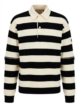 Gucci Logo Patch Striped Polo Shirt
