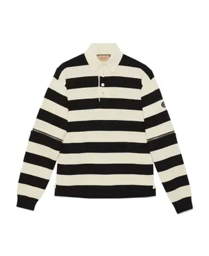 Gucci Logo Patch Striped Polo Shirt