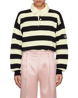 Gucci Logo Patch Striped Polo Shirt
