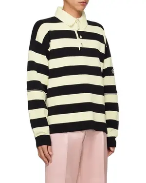 Gucci Logo Patch Striped Polo Shirt