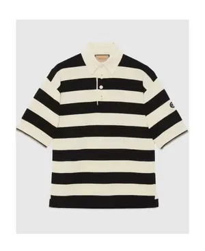 Gucci Logo Patch Striped Polo Shirt