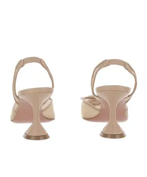 Amina Muaddi Mesh Slingback Sandals With Crystal Embellishments - Nude