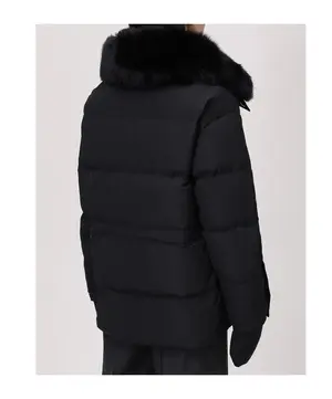 YVES SALOMON Quilted Down Jacket With Fur Trim And Drawstring Waist